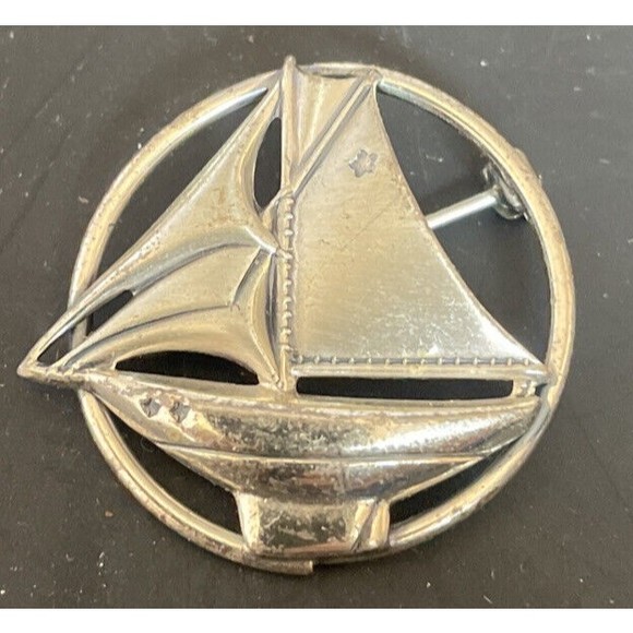 Beau Sterling | Jewelry | Vintage Beau Sterling Silver Sailboat Brooch ...
